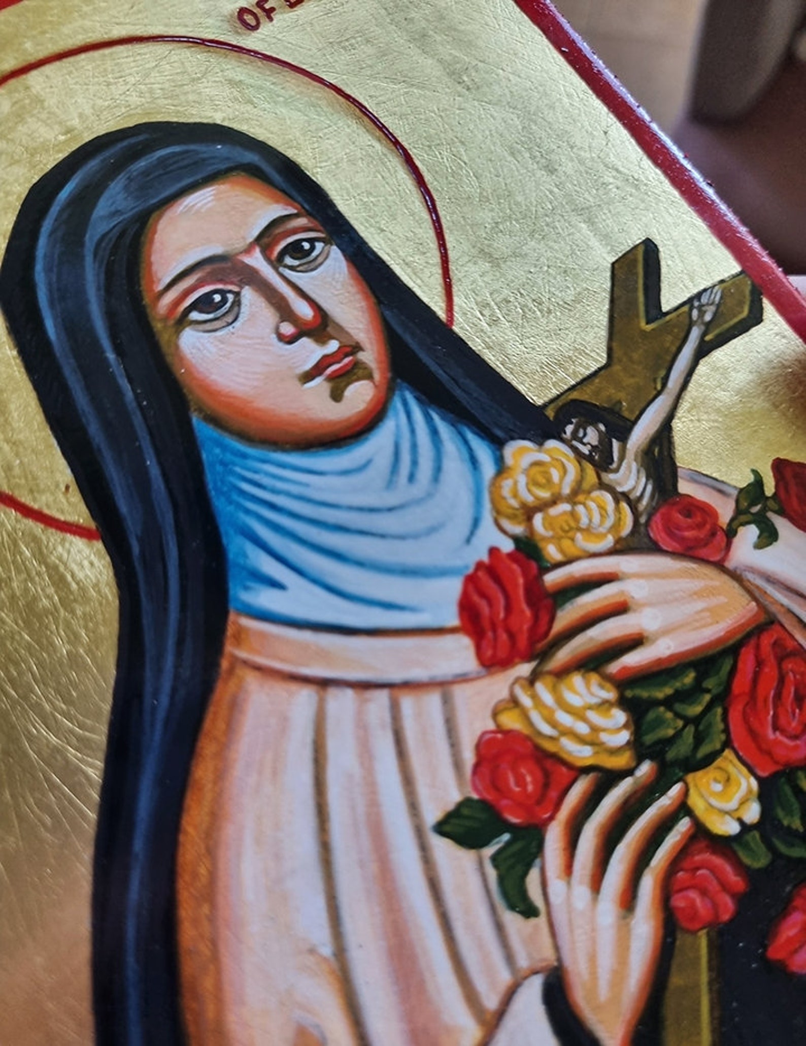 St. Therese of Roses, St Therese of Lisieux Icon, Custom Handpainted ...