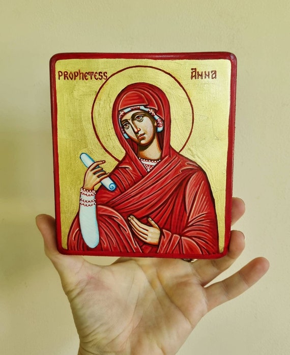 Saint Anna the Prophetess Original Icon Painting 6 by 5 - Etsy