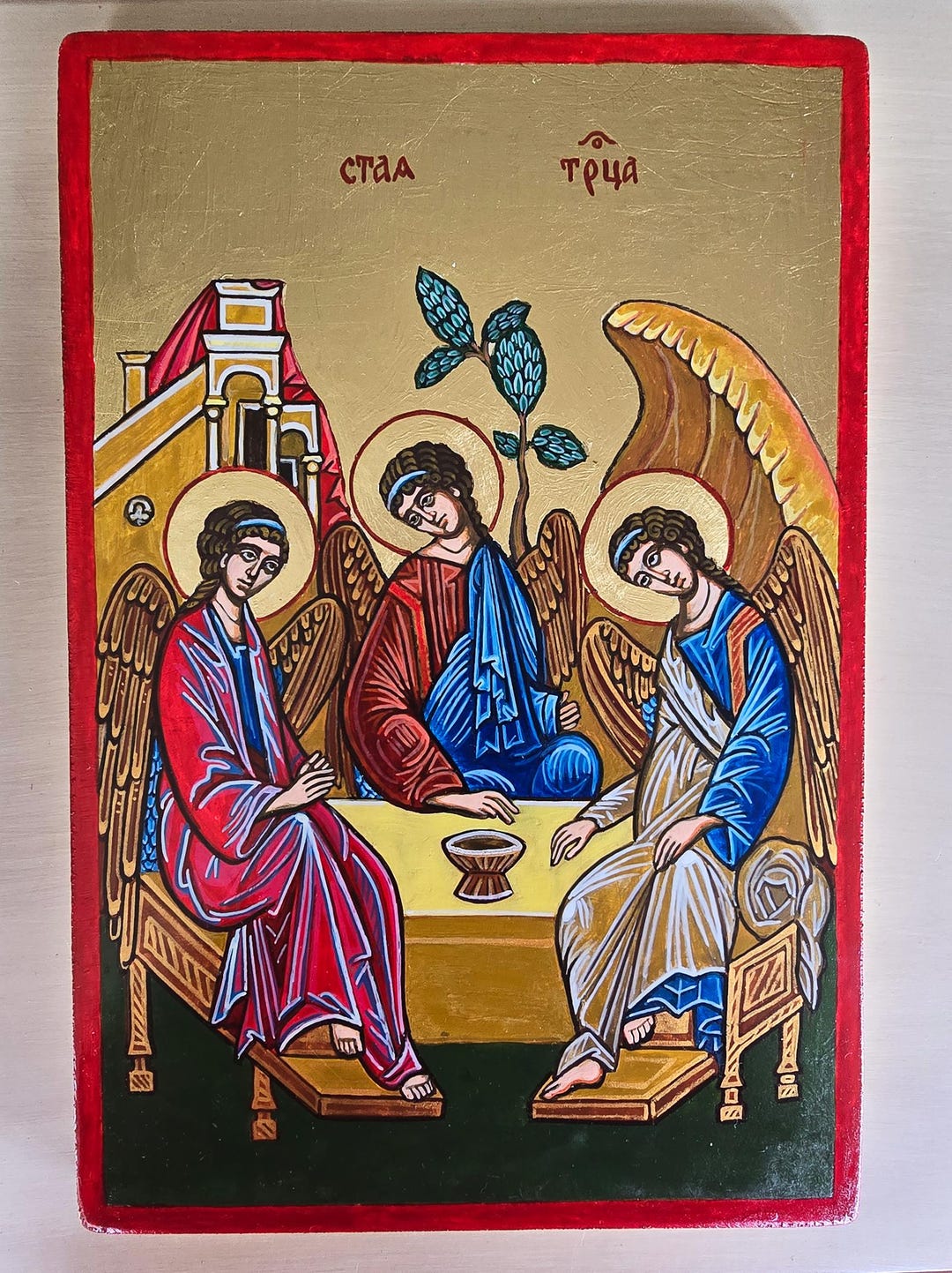 The Holy Trinity Icon, Three Angels Painting, Hospitality of Abraham ...