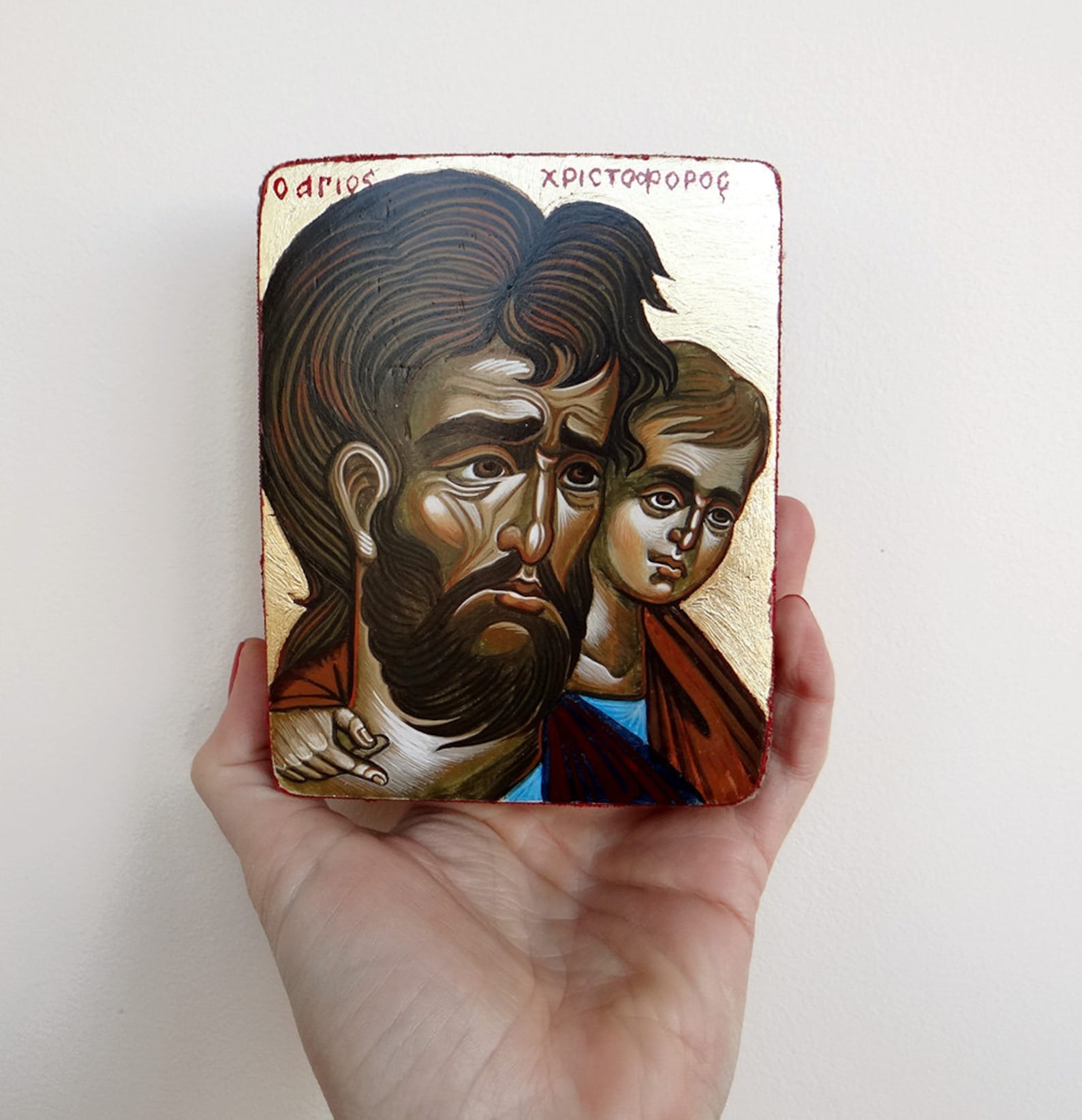 Saint Christopher Icon Small Handpainted Original Painting on - Etsy