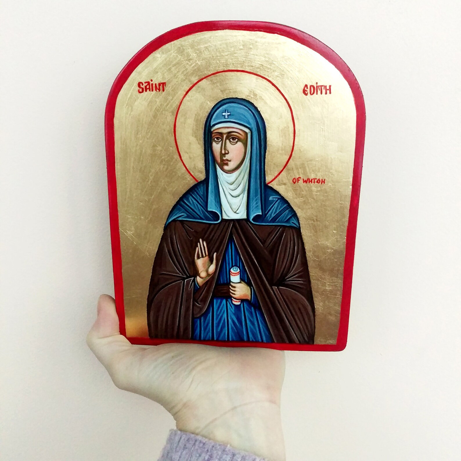 Saint Edith handpainted original icons 5x8 inches Made to | Etsy
