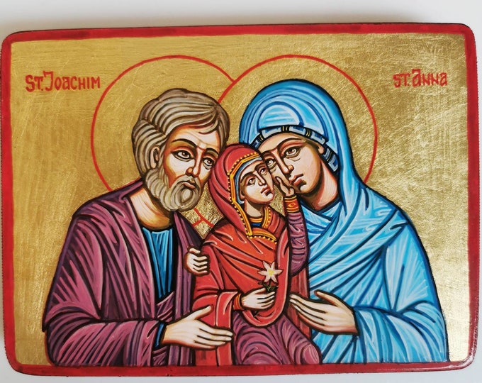 St Joachim & St Anna Icon, Handpainted Icon Original 6x5 Inches, Ready ...