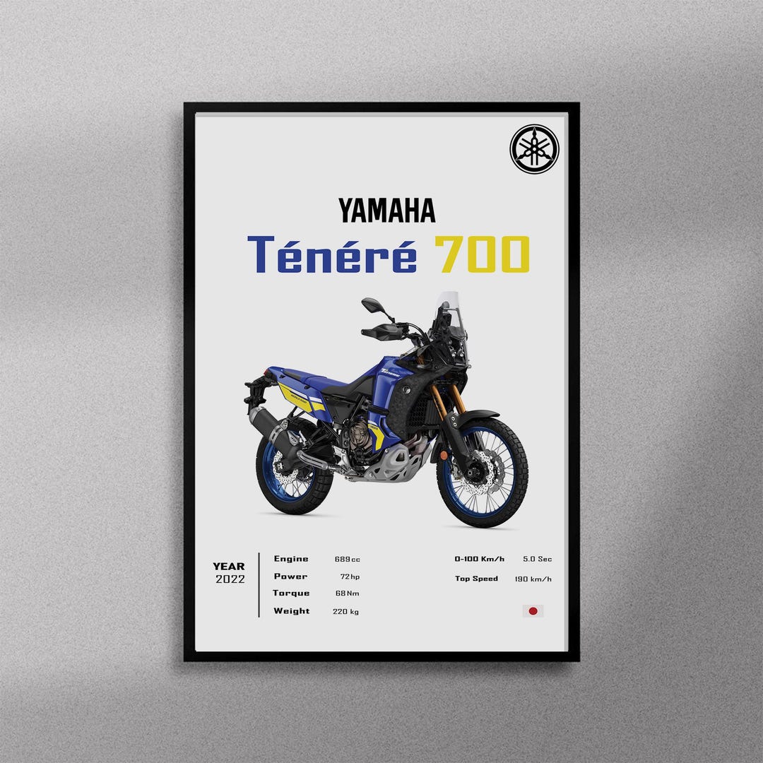 Yamaha Tenere 700 Poster - Adventure Bike Wall Art, Dual Sport ...