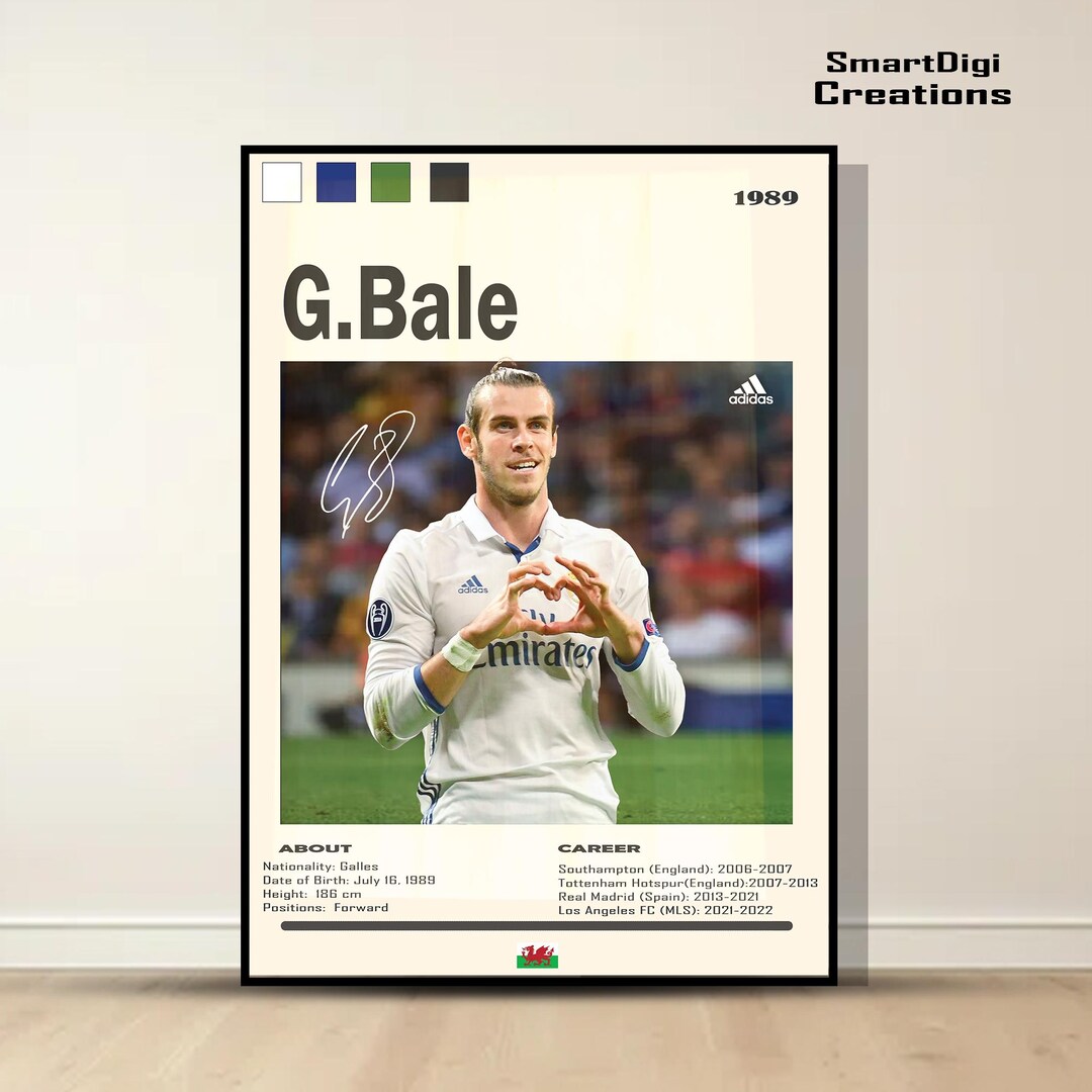 Gareth Bale Poster - Soccer Wall Art - Football Legend Print - Sports ...