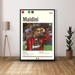 Paolo Maldini AC Milan Poster – Italian Football Legend Wall Art, Retro ...