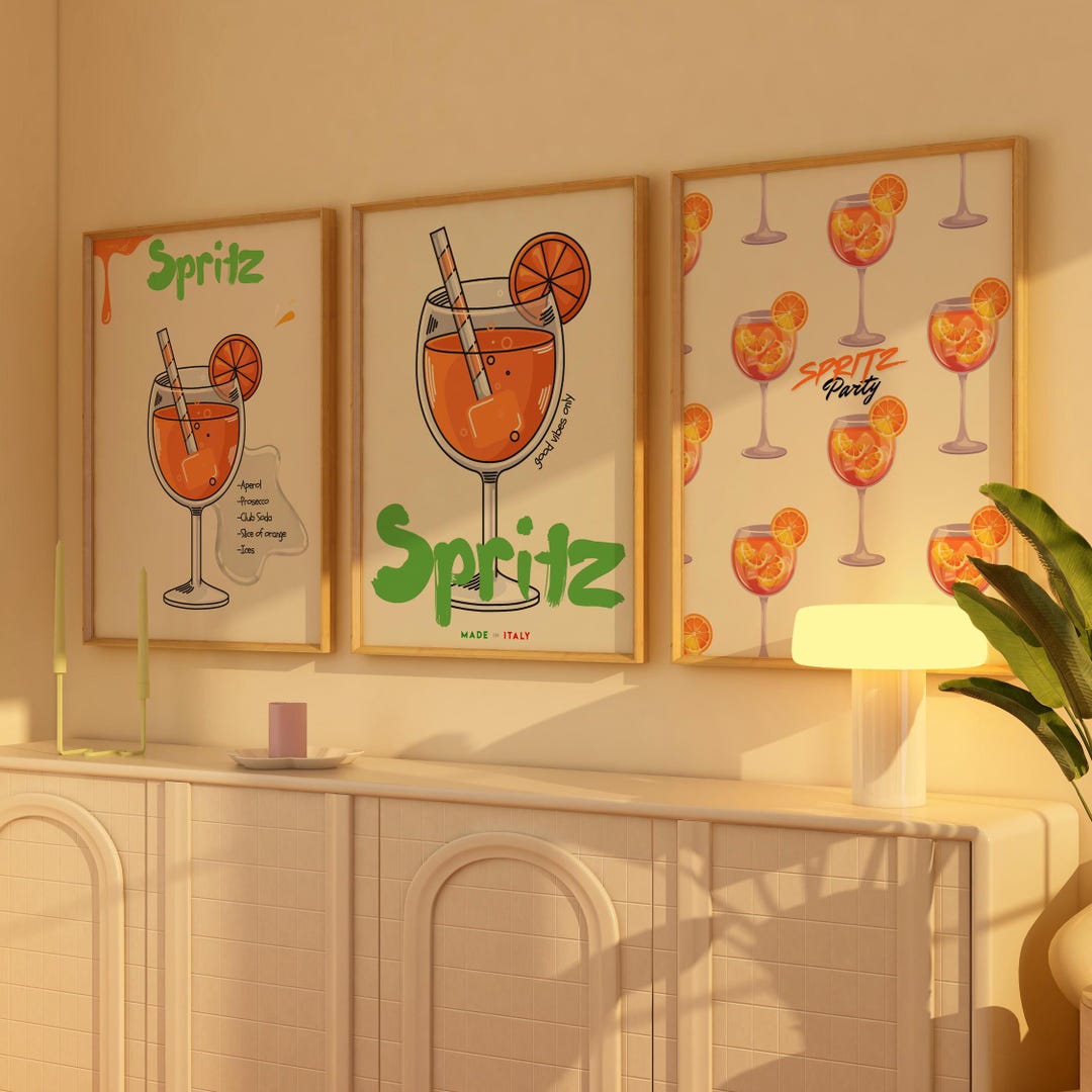 Spritz Wall Art Bundle | Set of 3 Aperol Spritz Prints | Italian ...