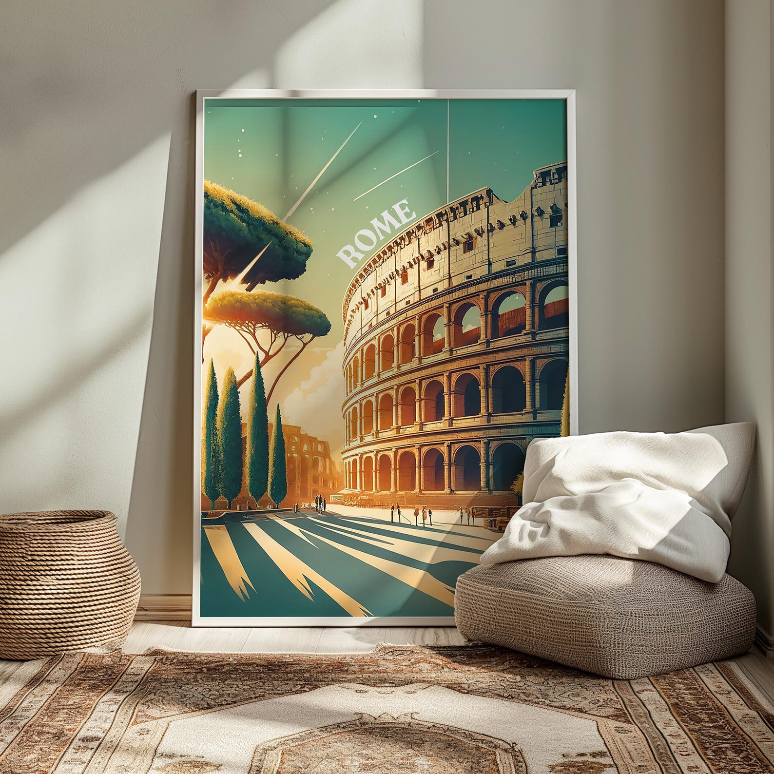 Colosseum Rome Poster – Modern Travel Artwork | Italian Aesthetic Print ...