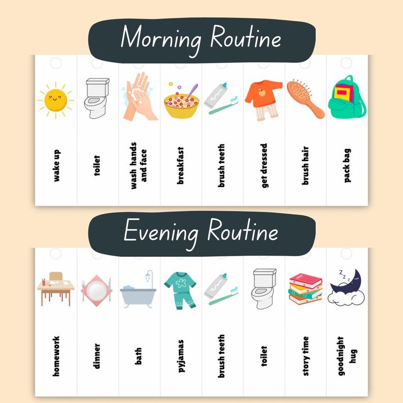 Personalised Montessori Visual Routine Chart for Kids • Morning ...