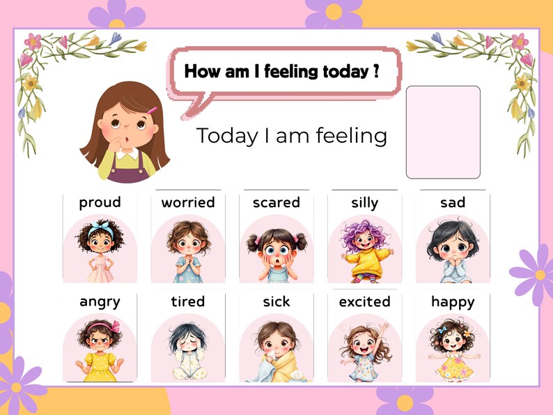 Emotions & Feelings Chart for Kids Worksheet | Identify and Express ...