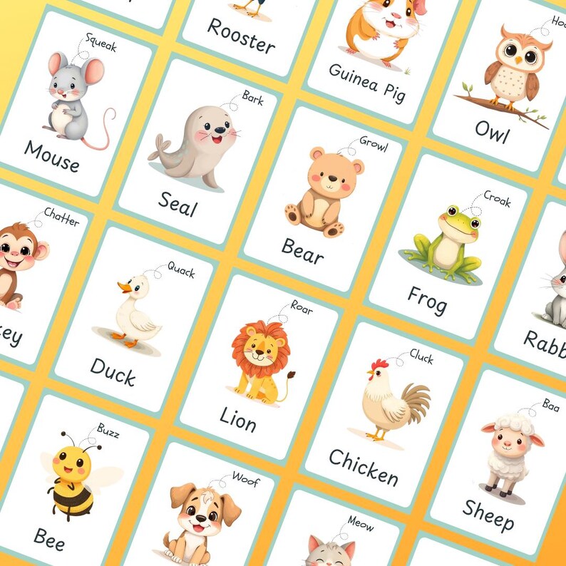 Animal Sounds Flashcards With QR Codes: Educational Learning - Etsy