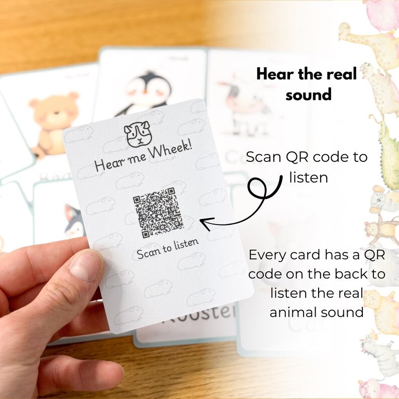 Animal Sounds Flashcards With QR Codes: Educational Learning - Etsy