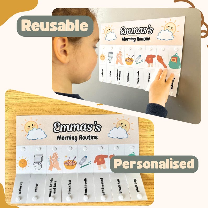 Personalised Montessori Visual Routine Chart for Kids • Morning ...