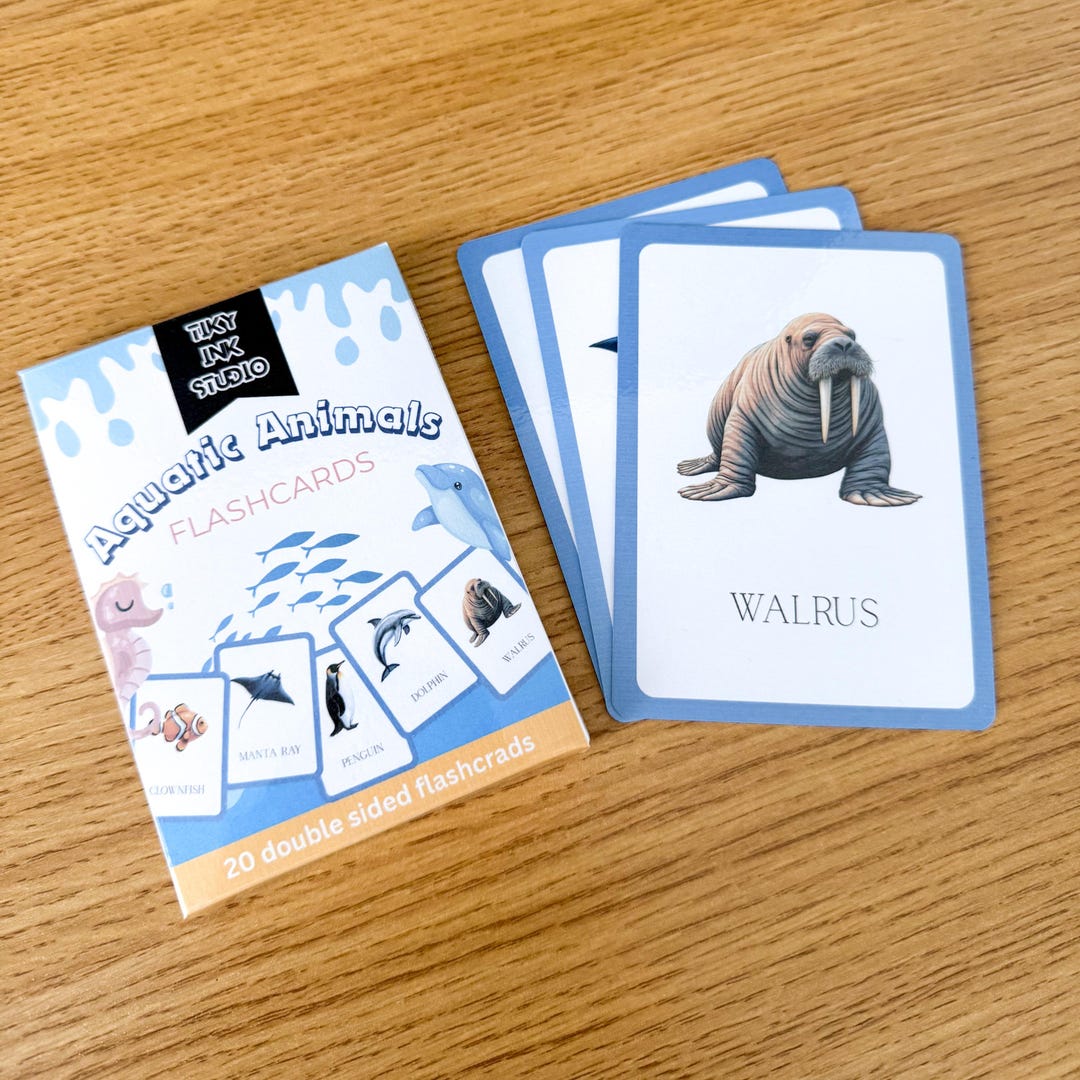 Aquatic Animals Flashcards for Kids – Montessori Learning – Toddler and ...