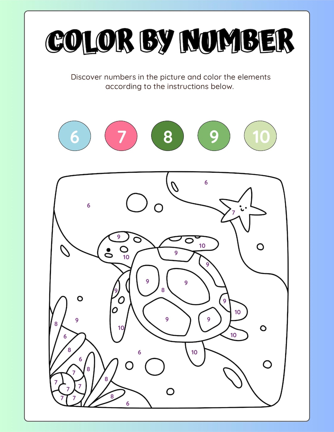 Kids' Coloring Book by Number: 50 Printable Pages (PDF) - Etsy