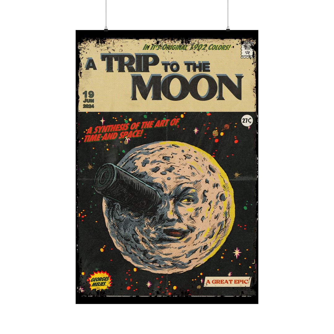 Aesthetic A Trip to the Moon Horror Movies Vintage Premium Graphic ...