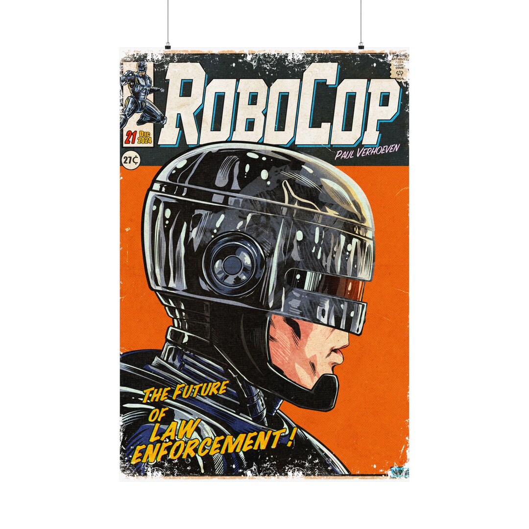 Aesthetic Vintage Robocop Movie Poster - Classic Retro Style Matte Vertical Fan Art Movie ...