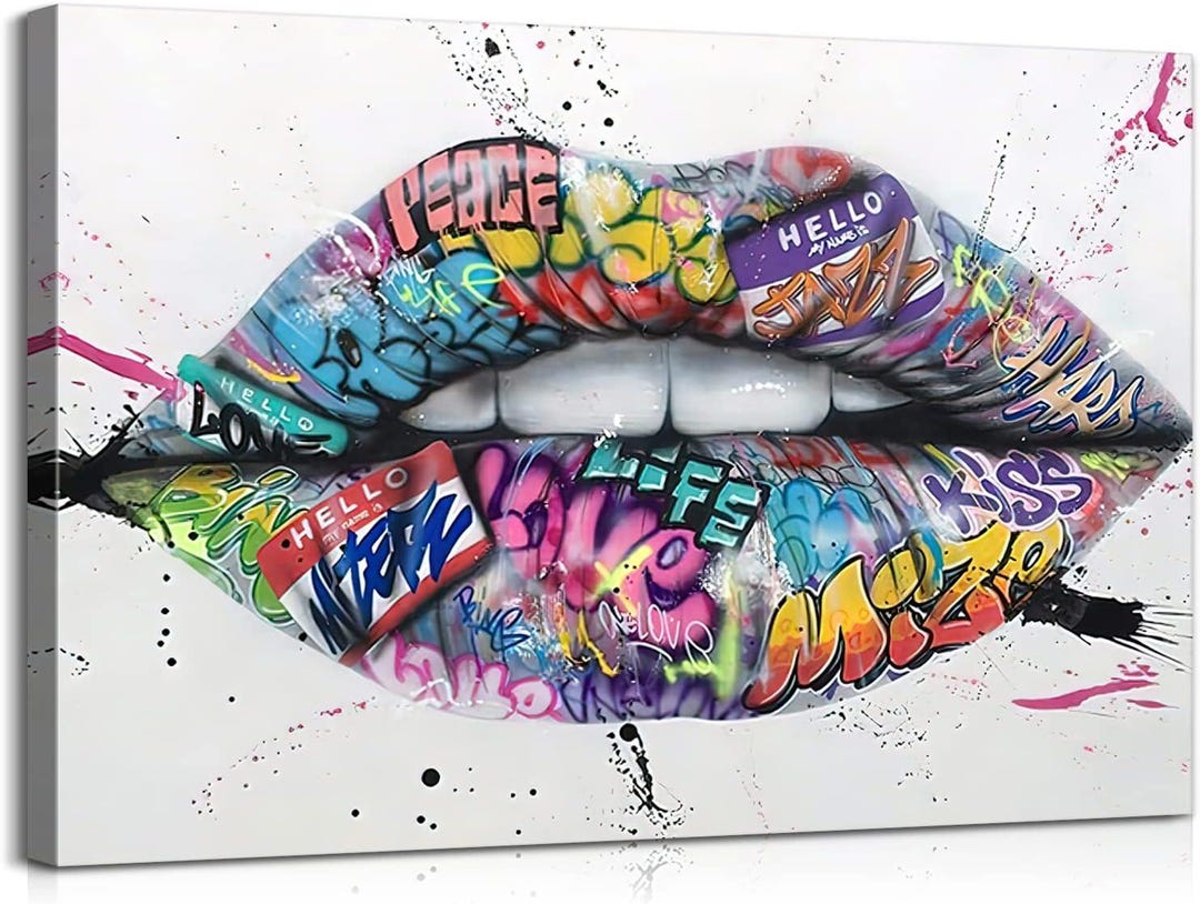 Graffiti Lips Decor Graffiti Art Pop Art Poster Lips Wall Lip Canvas ...