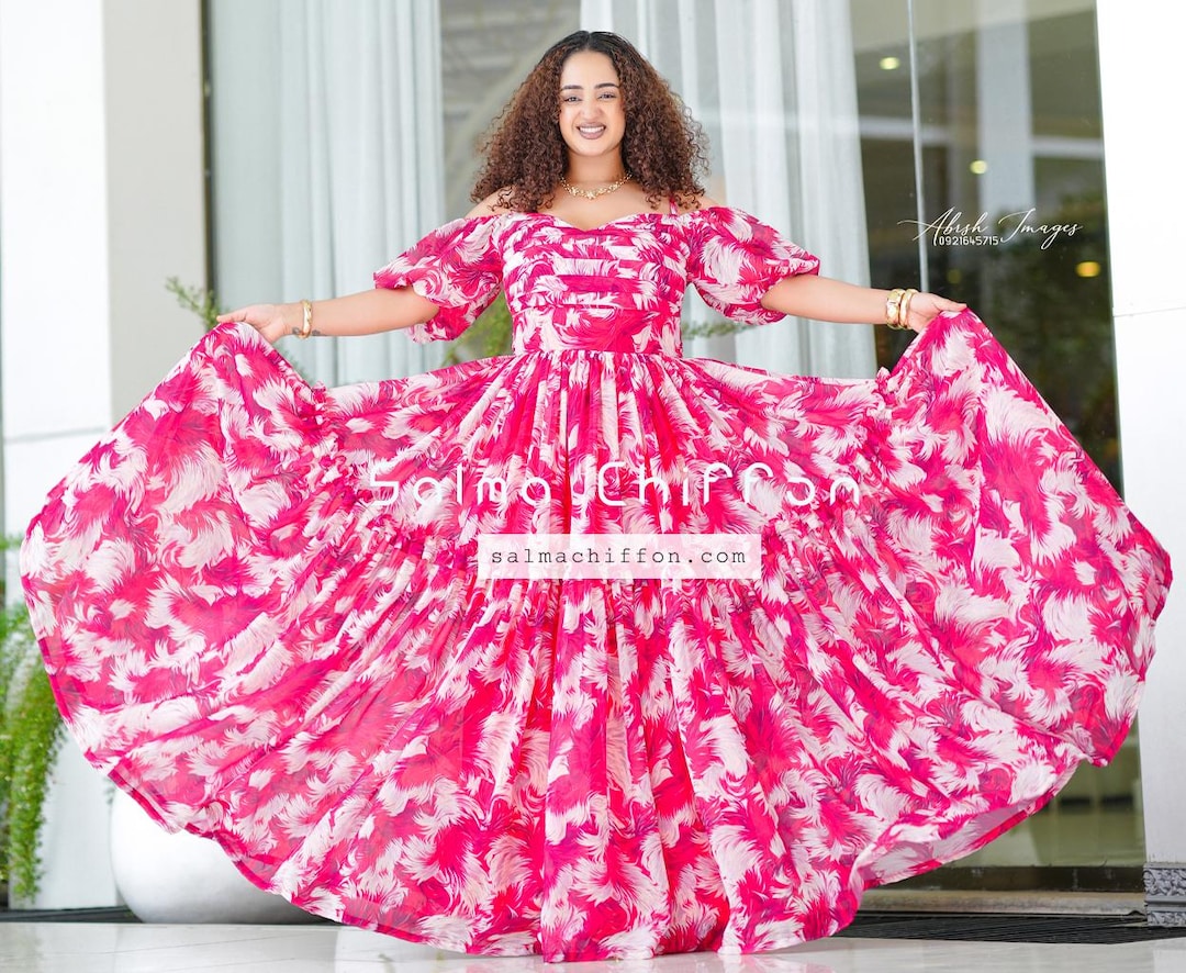 Luxury Habesha Chiffon Dress – Handmade Wedding Cultural Gown for ...