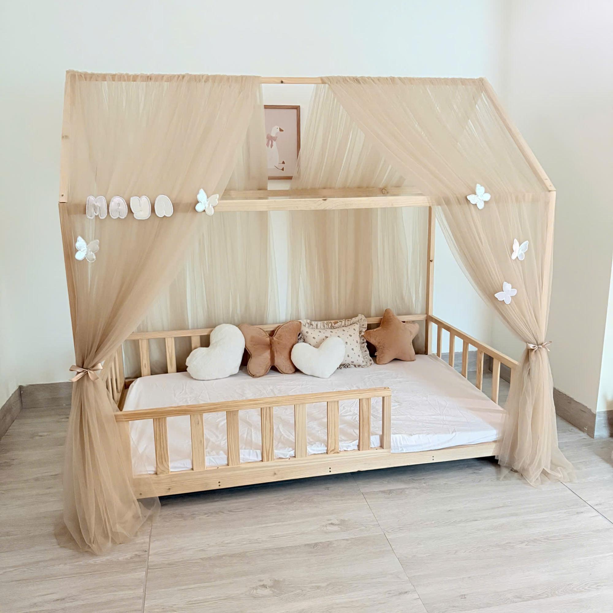 Personalized Pink Tulle Bed Canopy – Montessori Nursery Decor, Name ...