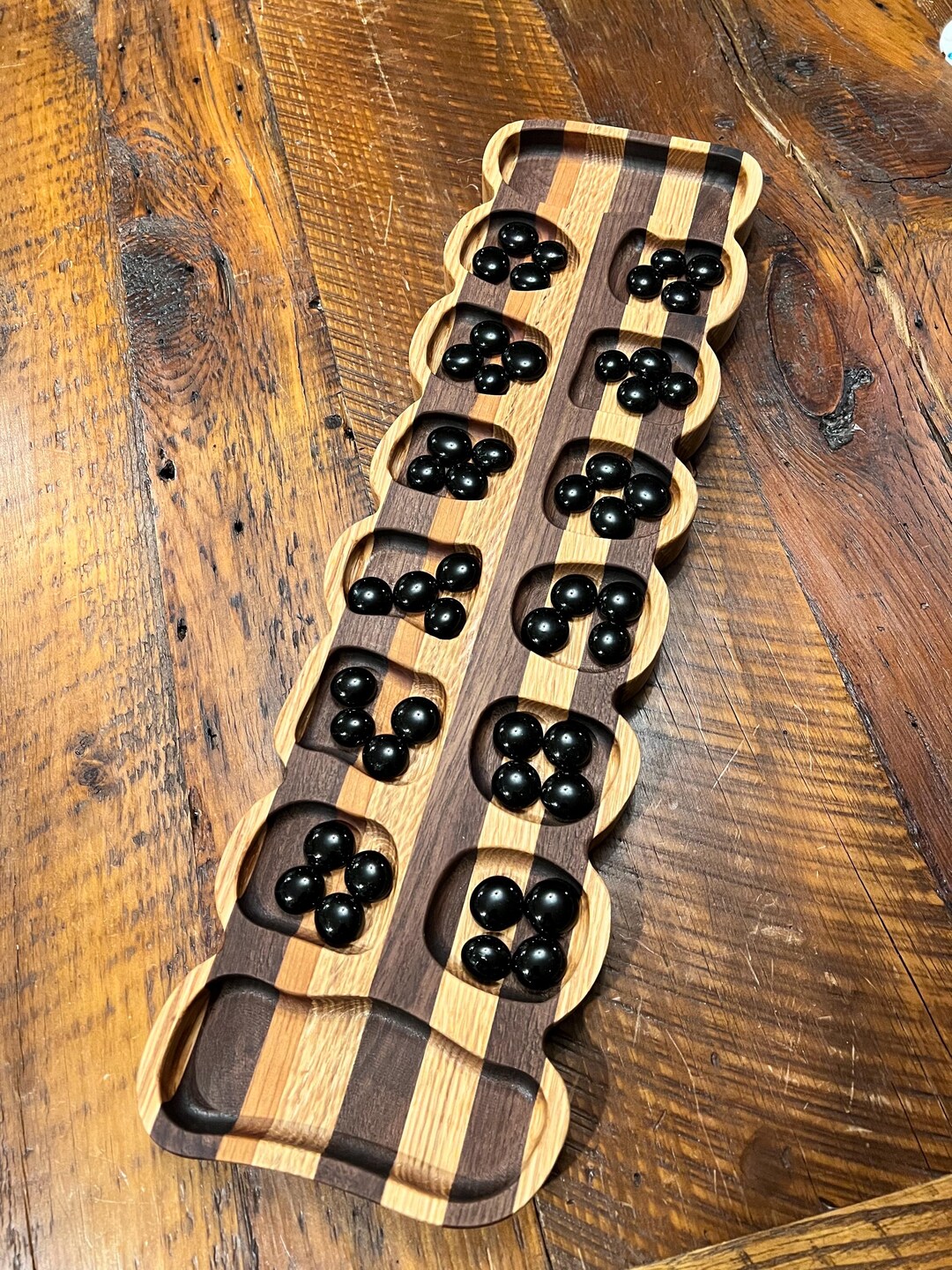 Mancala Board Game Cnc Router Handmade Walnut Cherry Oak Glueup Wood - Etsy