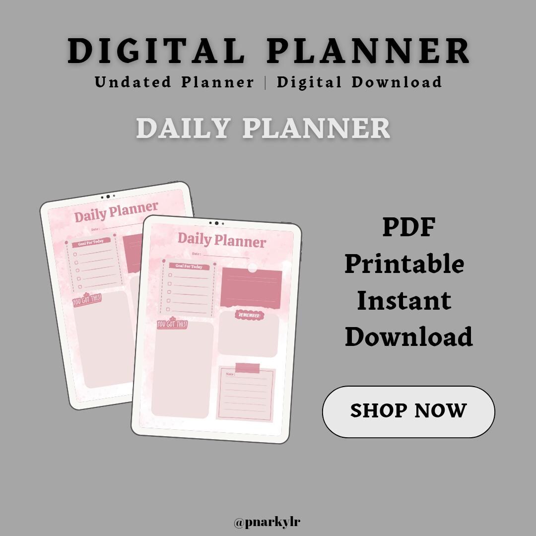 Aesthetic Daily Planner | Printable Pink Daily Planner Template | Cute ...