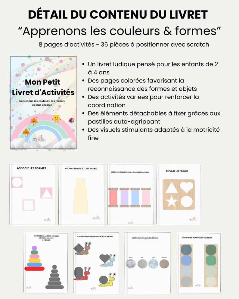 Livret Activités Enfant 2-5 Ans PDF, Montessori Apprenons Les Couleurs ...