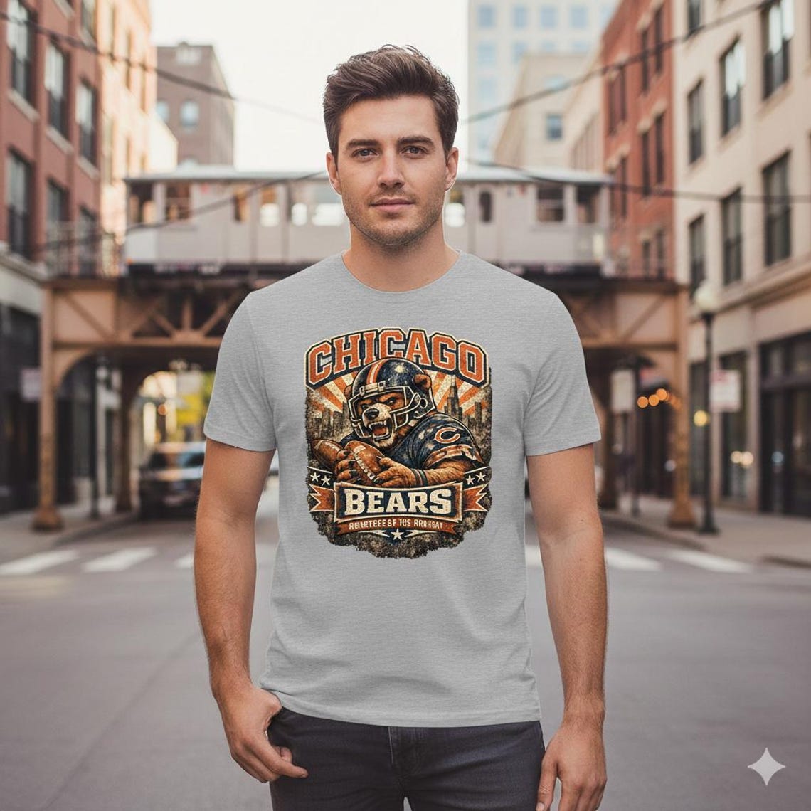 Retro Chicago Bear PNG, Football Fan Art (digital Download) - Etsy