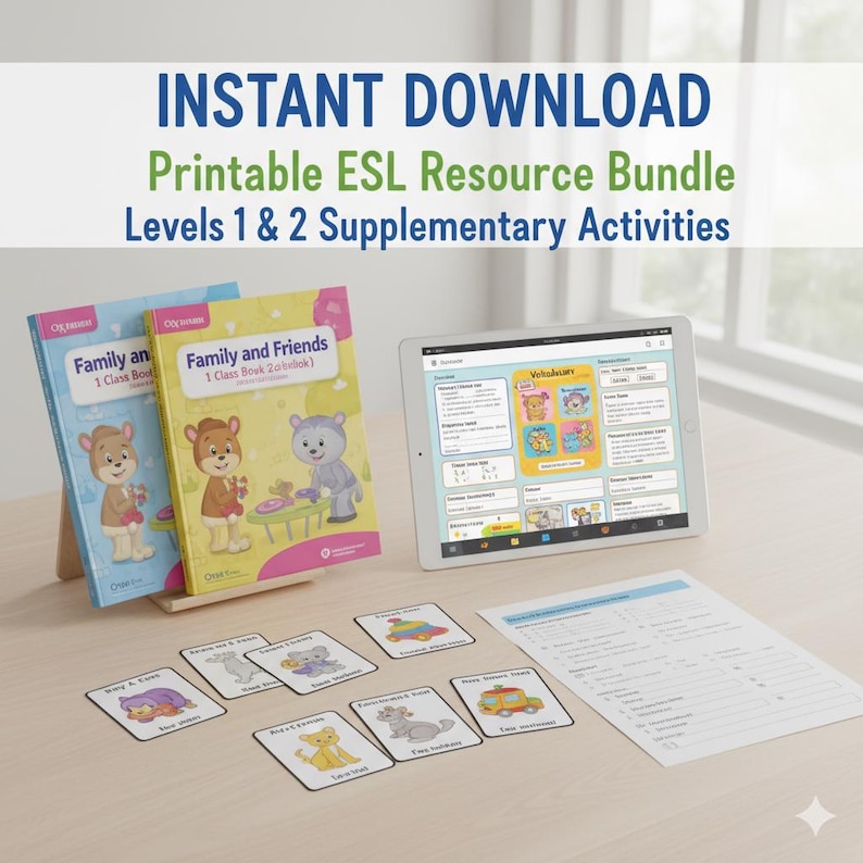 ESL Printable Resource Pack: Flashcards & Grammar, Levels 1-2 (PDF) - Etsy