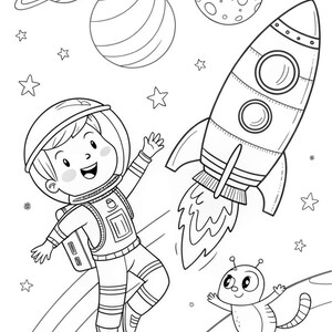 10 Space Coloring Pages for Kids Classroom | Astronaut & Rocket ...