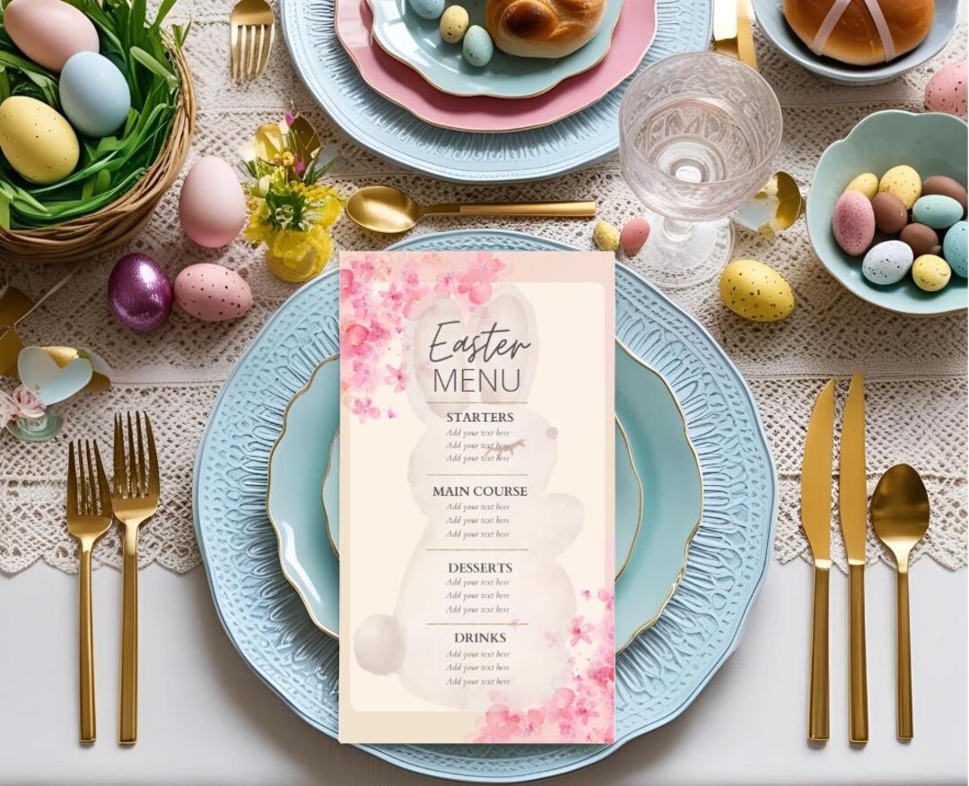 Printable Easter Menu Template, Editable, Easter Brunch Menu, Easter ...