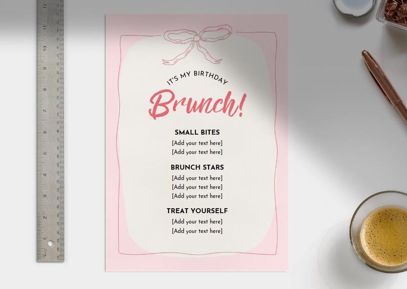 Birthday Brunch Menu, Instant Download, Birthday Party, Customizable ...