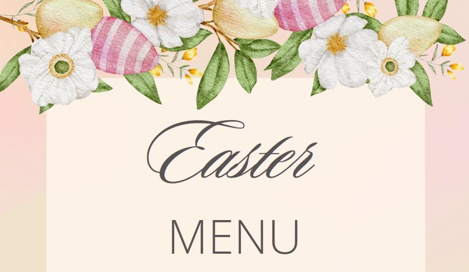 Printable Easter Menu Template, Editable, Easter Brunch Menu, Easter ...