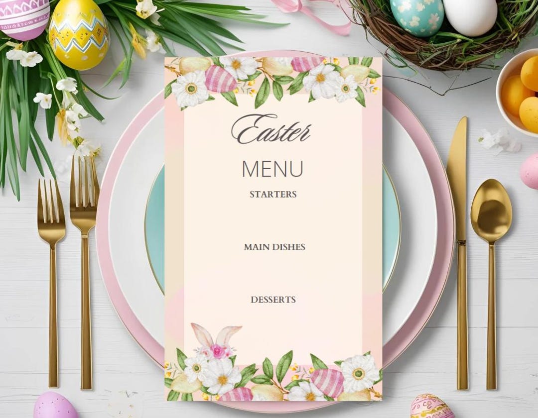 Printable Easter Menu Template, Editable, Easter Brunch Menu, Easter ...