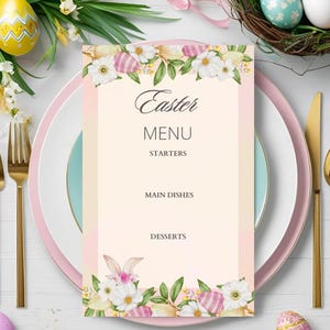 Printable Easter Menu Template, Editable, Easter Brunch Menu, Easter ...
