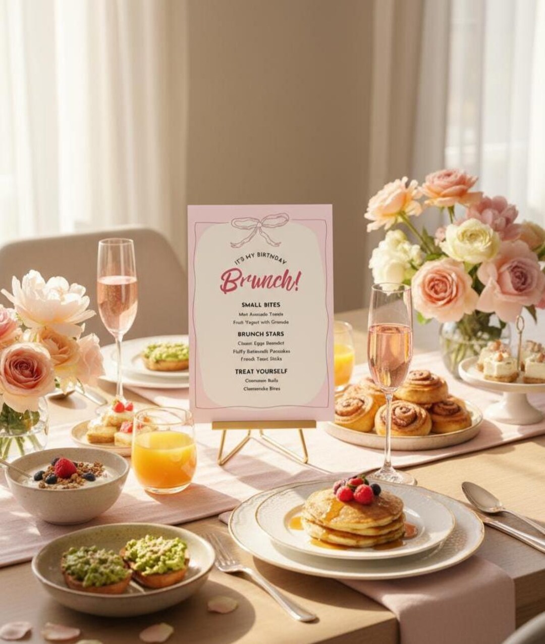 Birthday Brunch Menu Template: Customizable Party Decor (digital ...