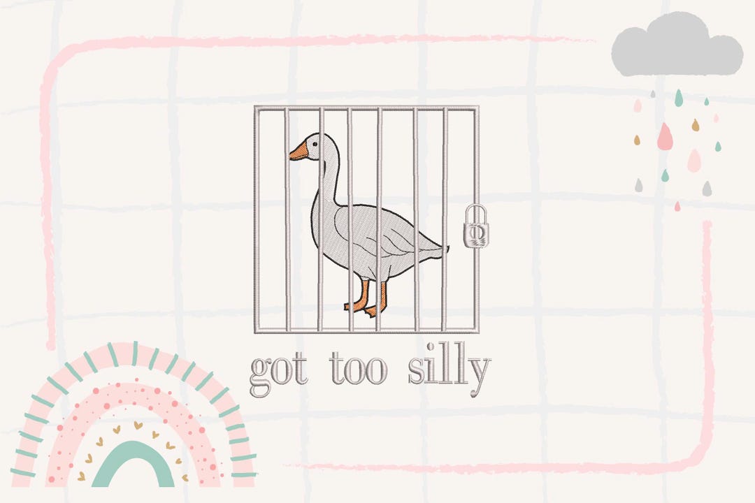 Goose Embroidery Design, Funny Jail Goose Embroidery File, Silly Goose ...