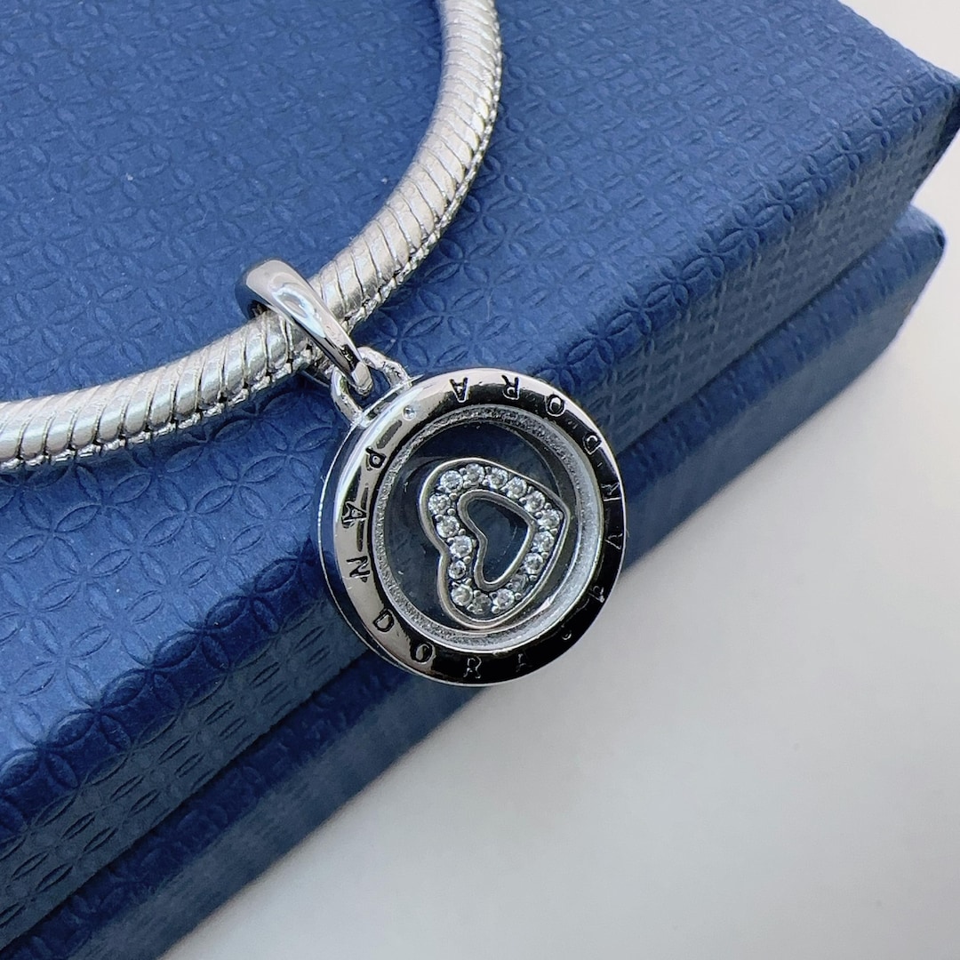 925 Sterling Silver Floating Locket Removable Dangle With Heart and ...
