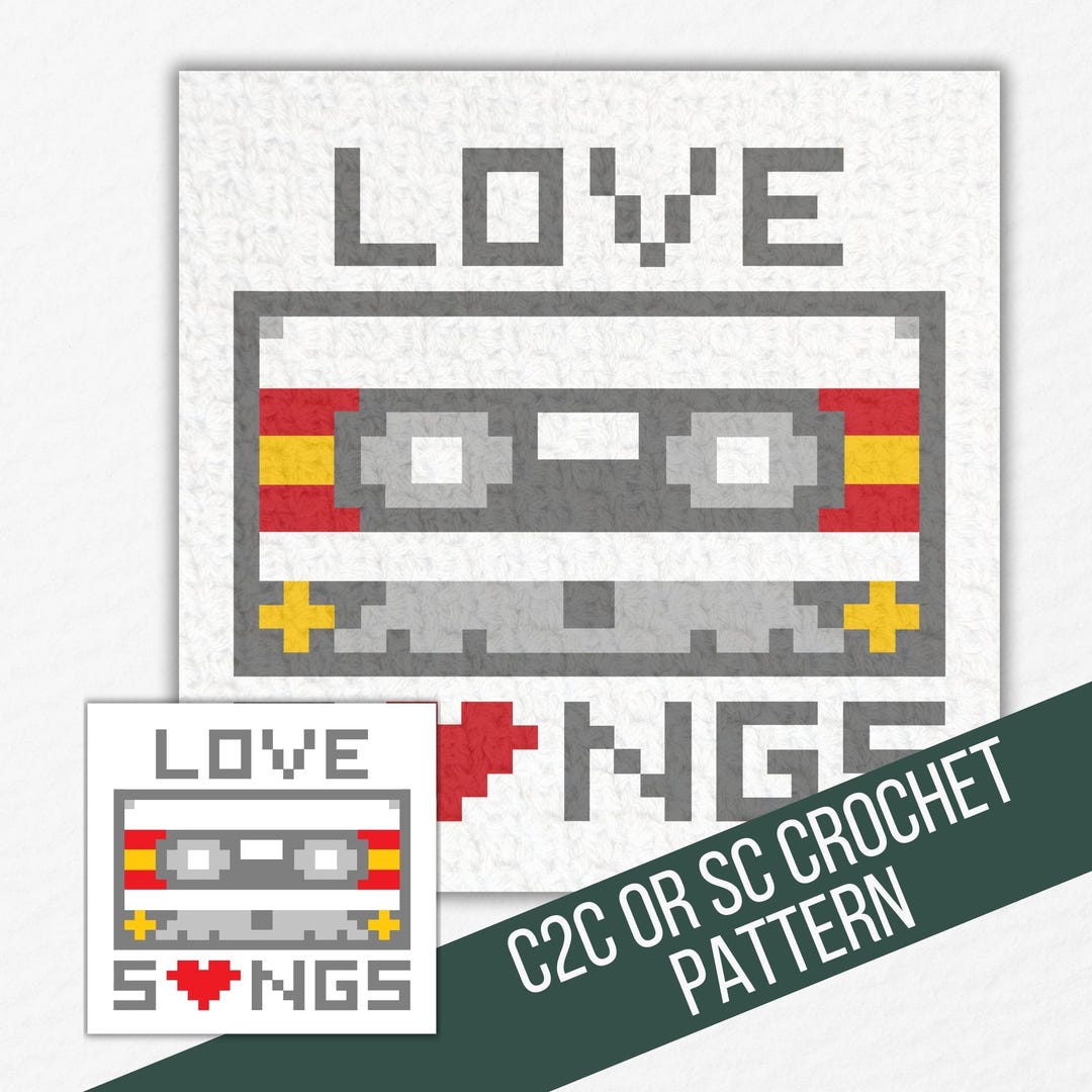 C2C Crochet Pattern Cassette Tape C2C Crochet Square C2C Mini Cushion ...