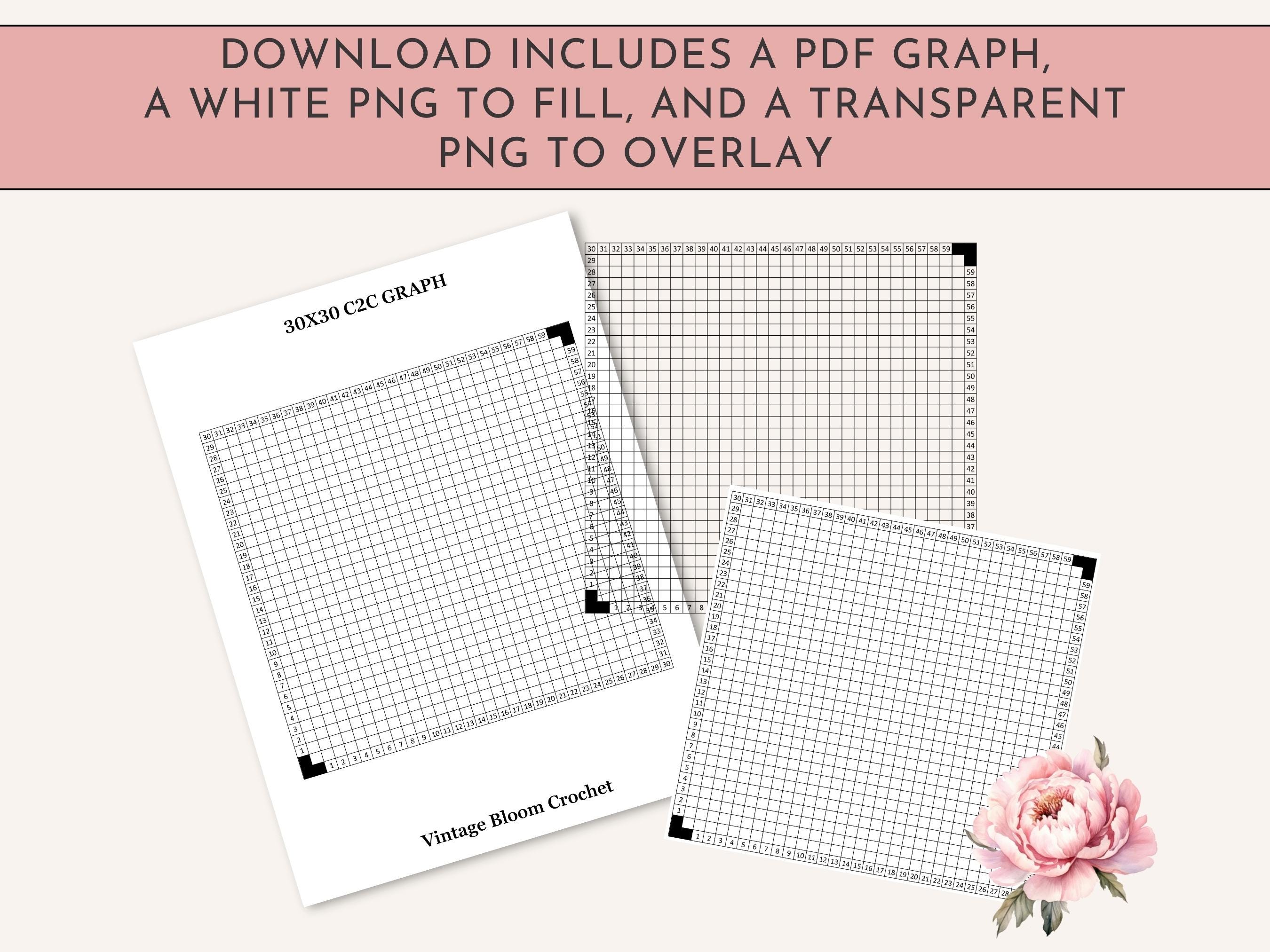 30X30 Blank C2C Graph for C2C Crochet Pattern Square Blanket Pattern ...