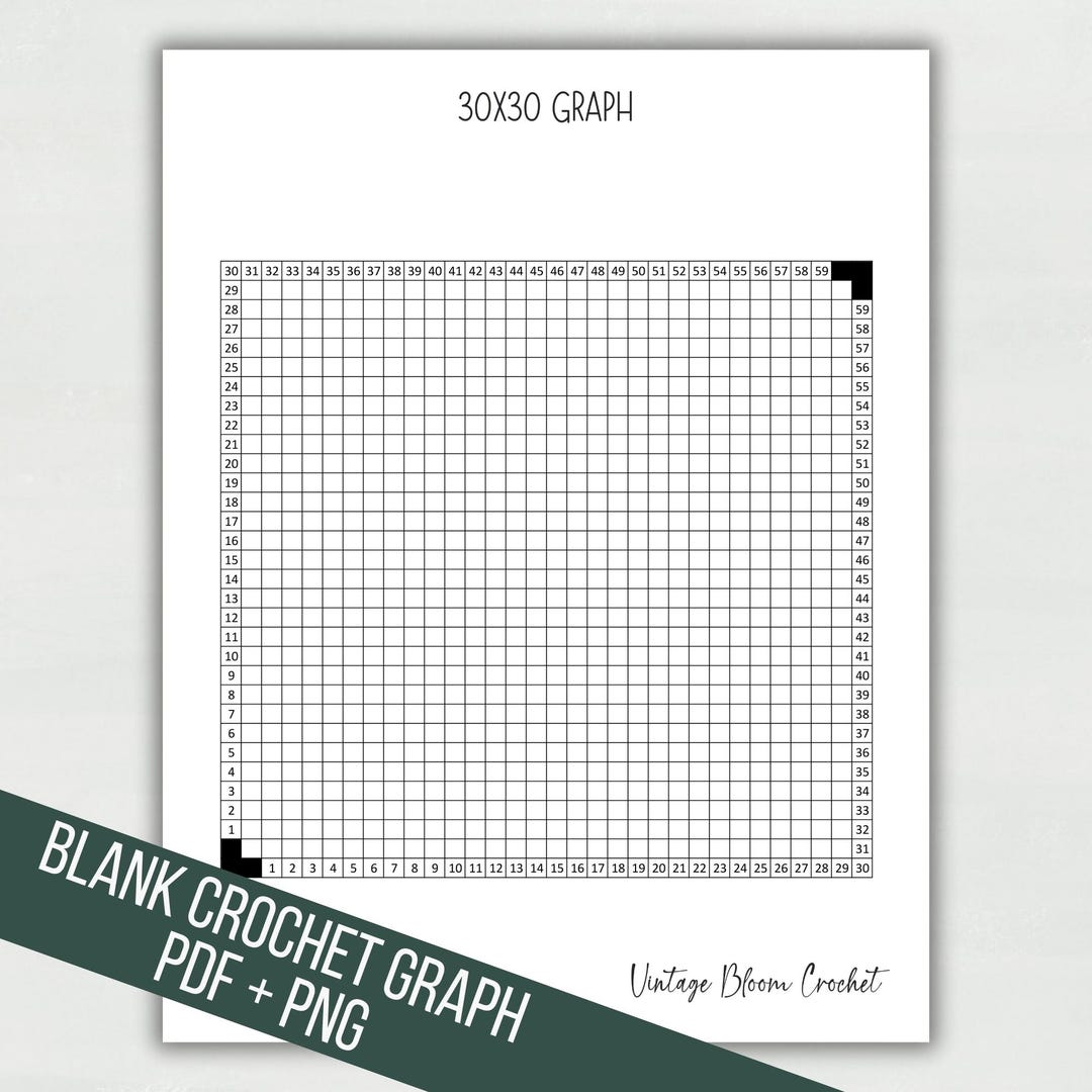 30X30 Blank C2C Graph for C2C Crochet Pattern Square Blanket Pattern Tool Corner to Corner Pixel ...