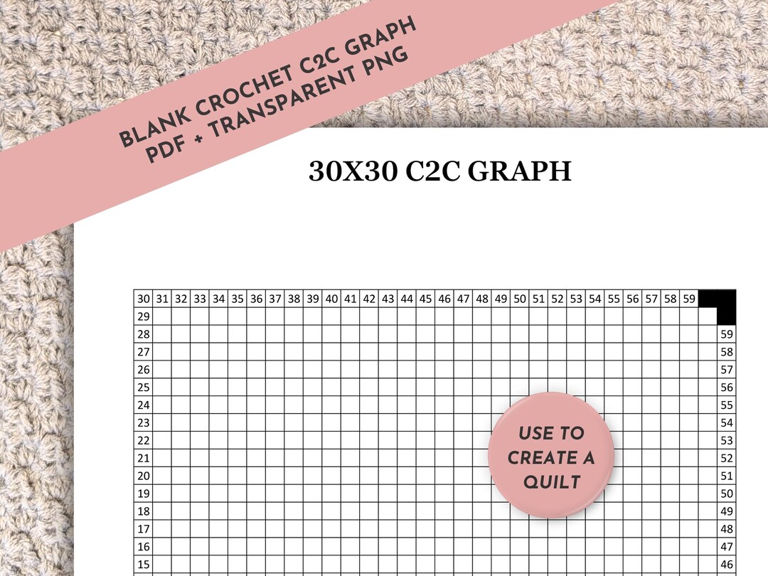 30X30 Blank C2C Graph for C2C Crochet Pattern Square Blanket Pattern ...