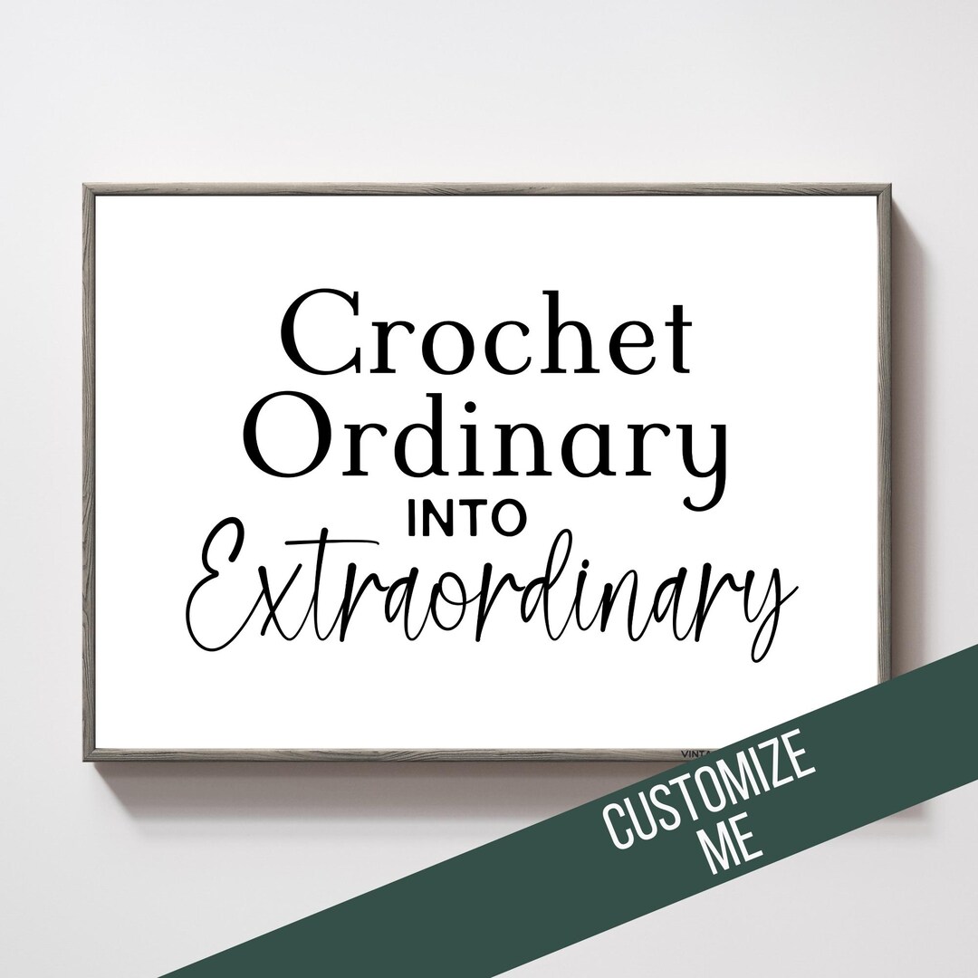 Extraordinary Crochet Wall Art, Black and White Sign, Craft Room Décor ...