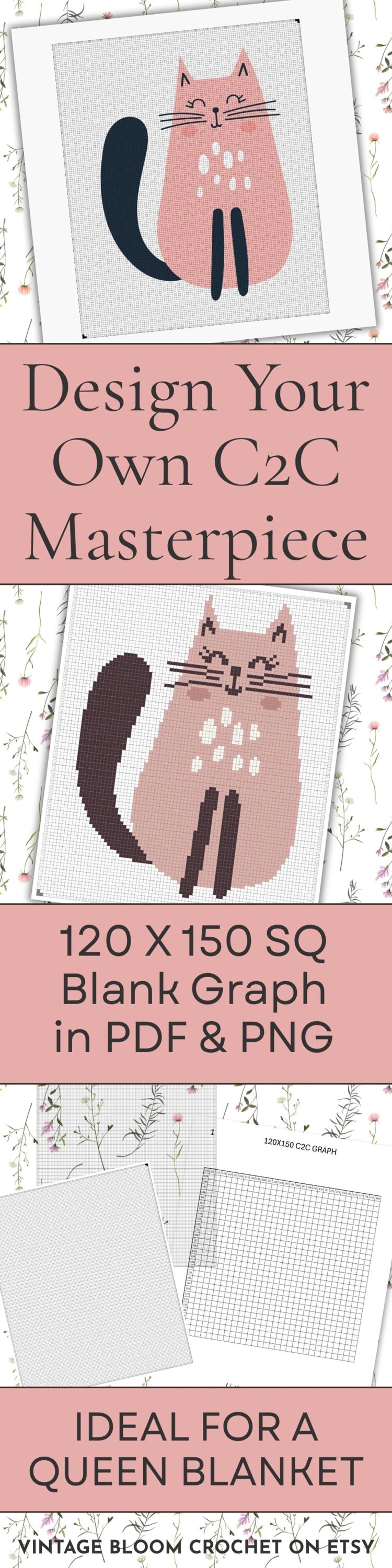 120X150 C2C Blanket Crochet Chart Blank C2C Graph C2C Crochet Pattern ...