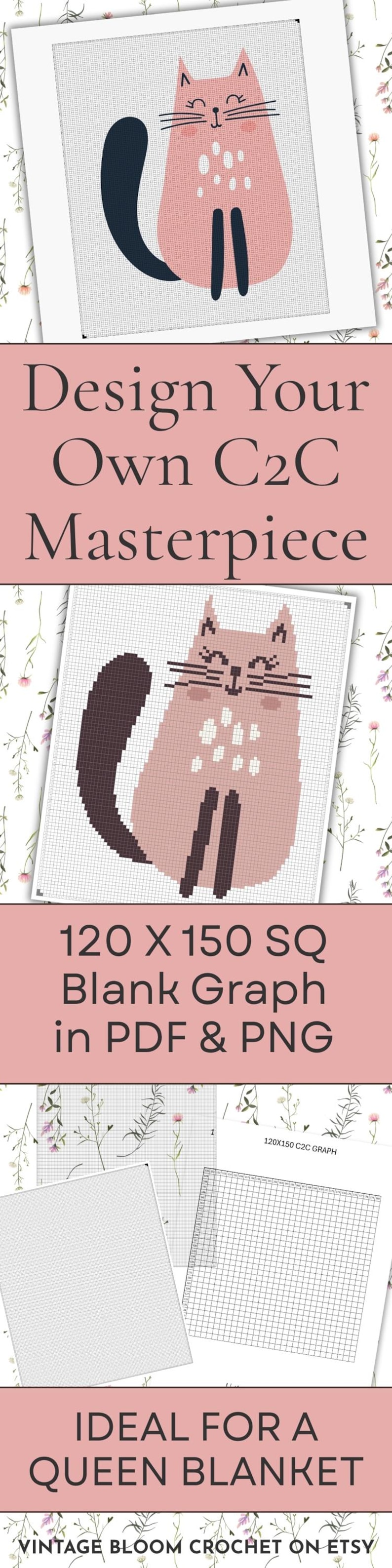 120X150 C2C Blanket Crochet Chart Blank C2C Graph C2C Crochet Pattern ...