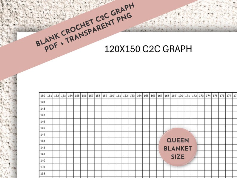 120X150 C2C Blanket Crochet Chart Blank C2C Graph C2C Crochet Pattern ...