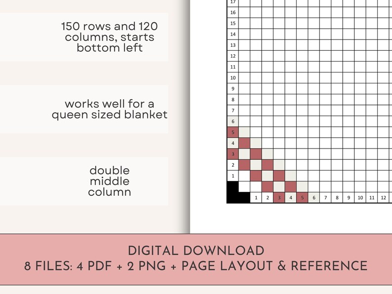 120X150 C2C Blanket Crochet Chart Blank C2C Graph C2C Crochet Pattern ...