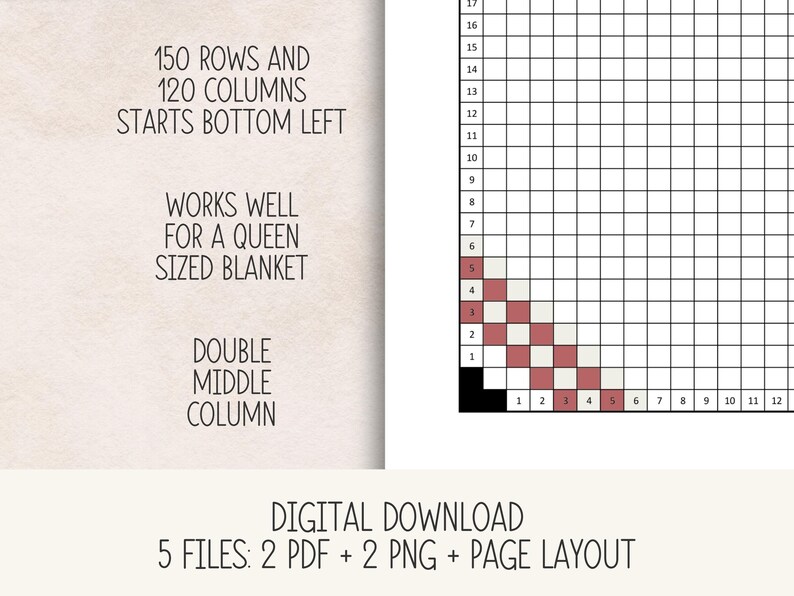 120X150 C2C Blanket Crochet Chart Blank C2C Graph C2C Crochet Pattern ...