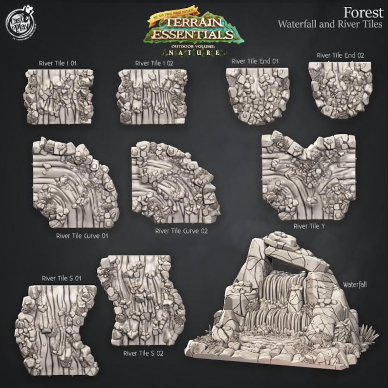 Forest Terrain | Waterfall, River Tiles, Printable Terrain, DND Terrain ...