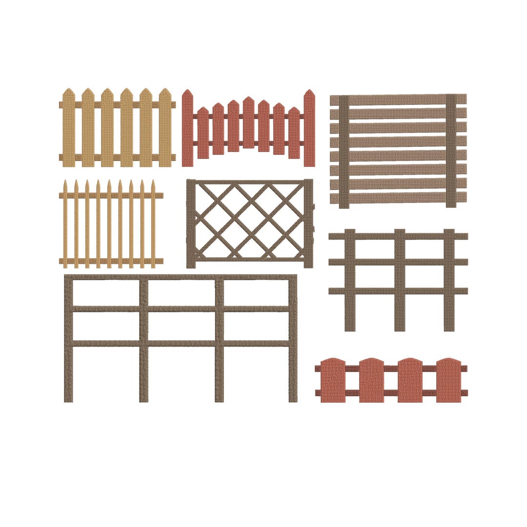 Fence Machine Embroidery ,garden Fence Embroidery Design, Rustic ...