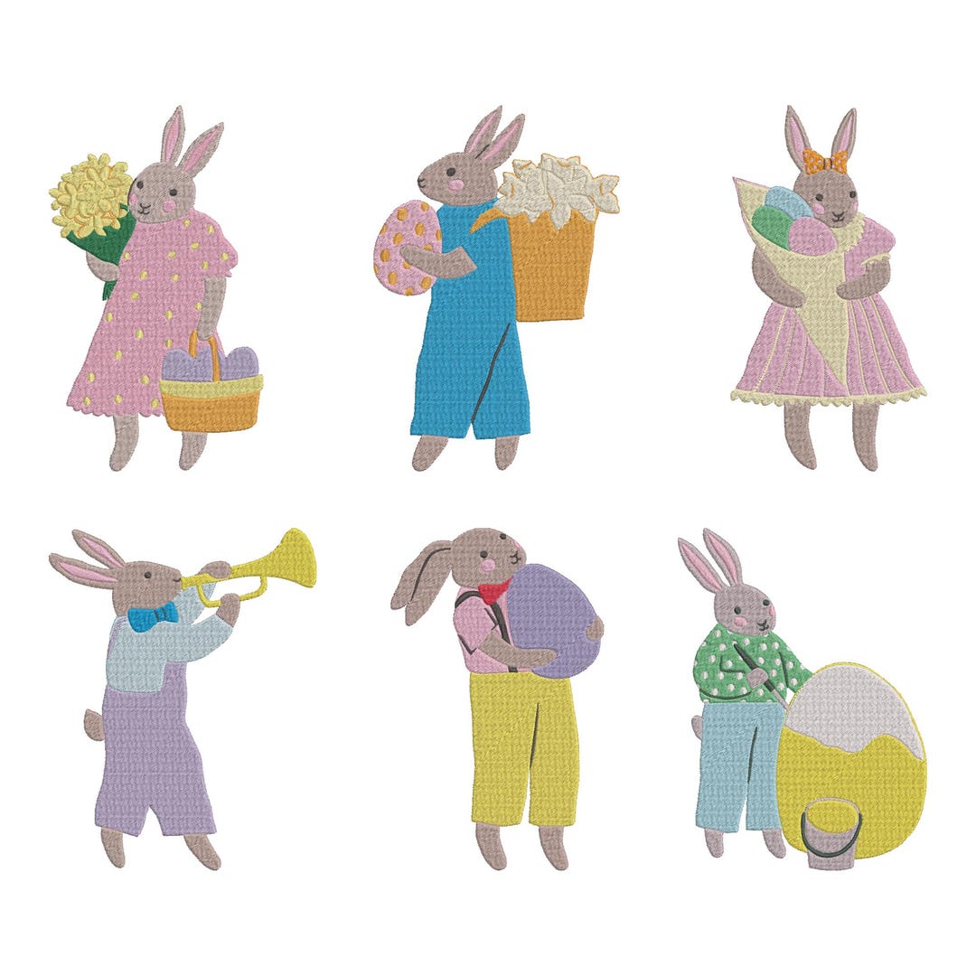 Working Bunny Embroidery Design, Working Bunny Machine Embroidery File ...